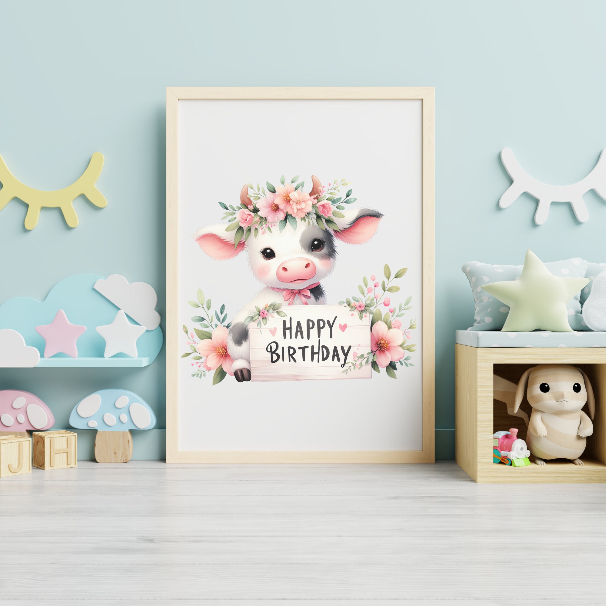 Pink Farm Animals Clipart Set: Birthday Party PNG Graphics (digital ...