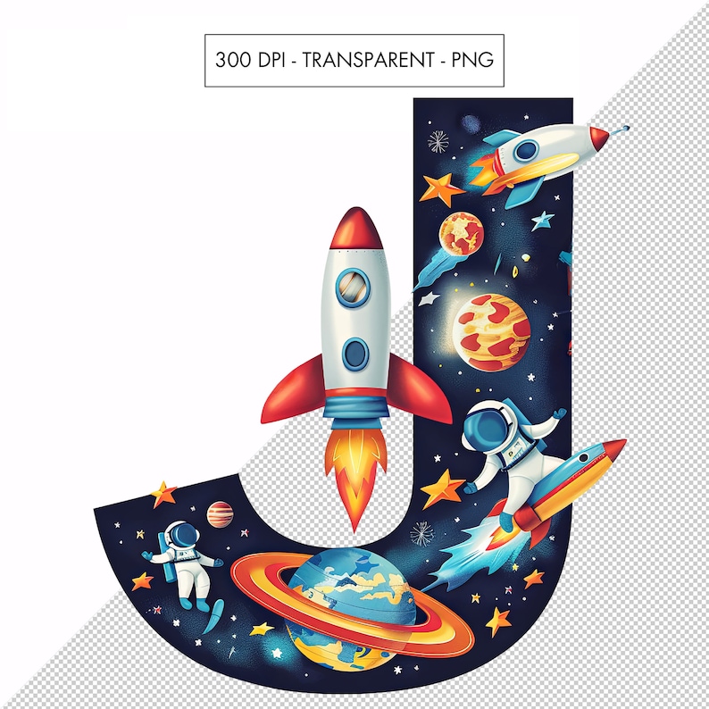 Watercolor Space Alphabet A-Z, Numbers 1-9 Clipart Bundle, Space ...