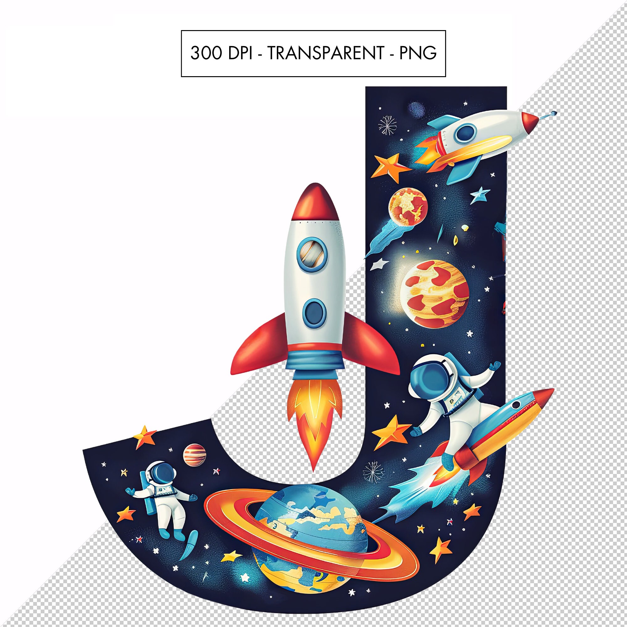 Watercolor Space Alphabet A-Z, Numbers 1-9 Clipart Bundle, Space ...