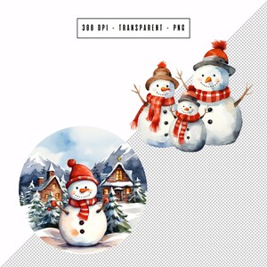 Watercolor Snowman Clipart Bundle, Christmas Holiday Clipart ...