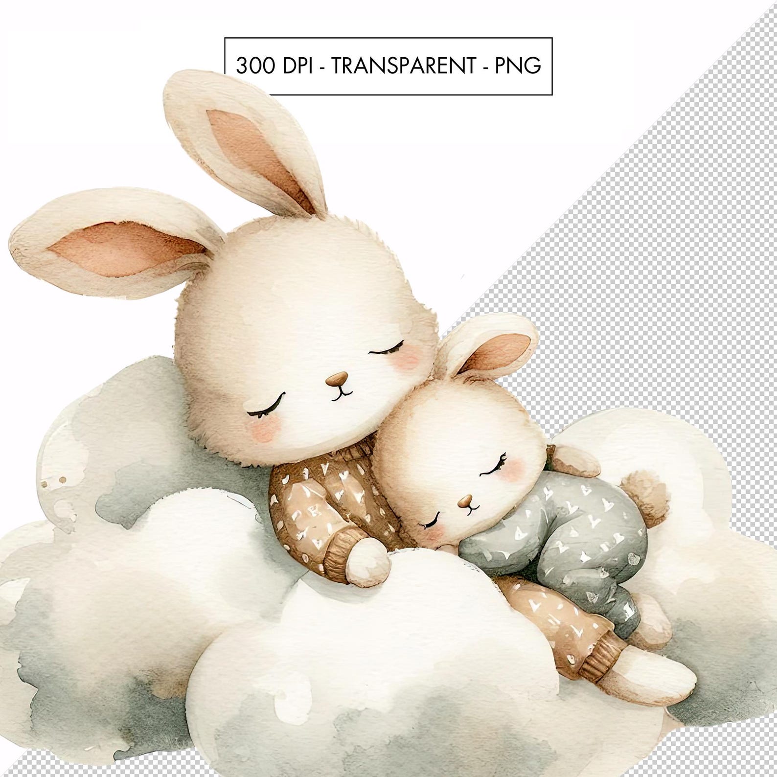 Watercolor Mom and Baby Animals Clipart: Nursery Decor, Mother's Day ...