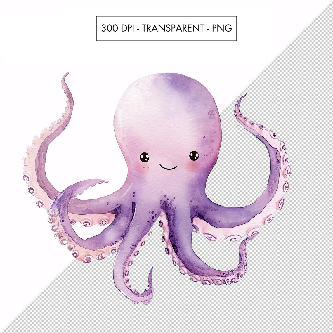 Watercolor Mermaid Clipart Bundle, Sea Animals PNG Files (commercial ...