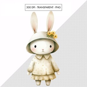 Cute Easter Bunny Clipart Bundle, Pastel Color Easter Bunny, Boho Style ...