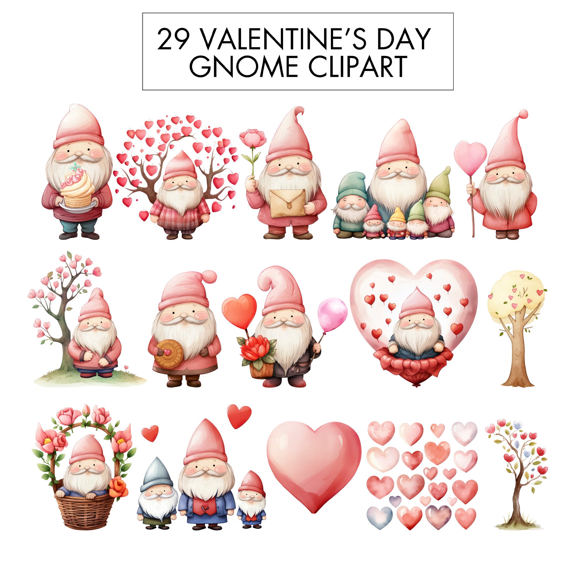 Valentines Day Gnome Clipart Cute Gnome Bundle Romantic - Etsy