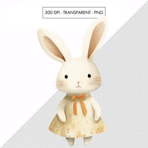 Cute Easter Bunny Clipart Bundle, Pastel Color Easter Bunny, Boho Style ...