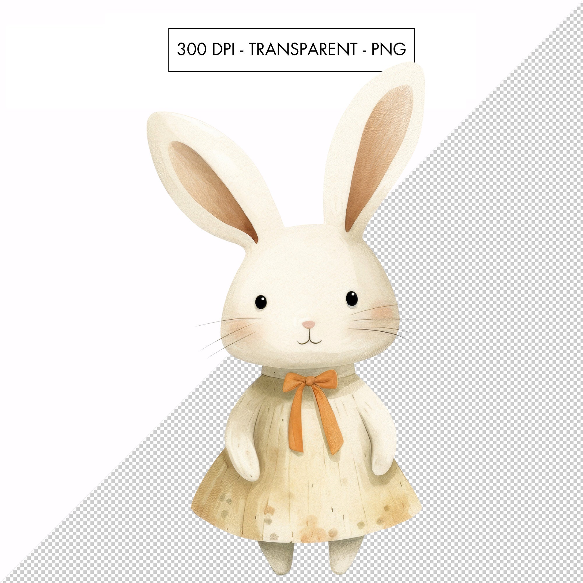 Cute Easter Bunny Clipart Bundle, Pastel Color Easter Bunny, Boho Style ...