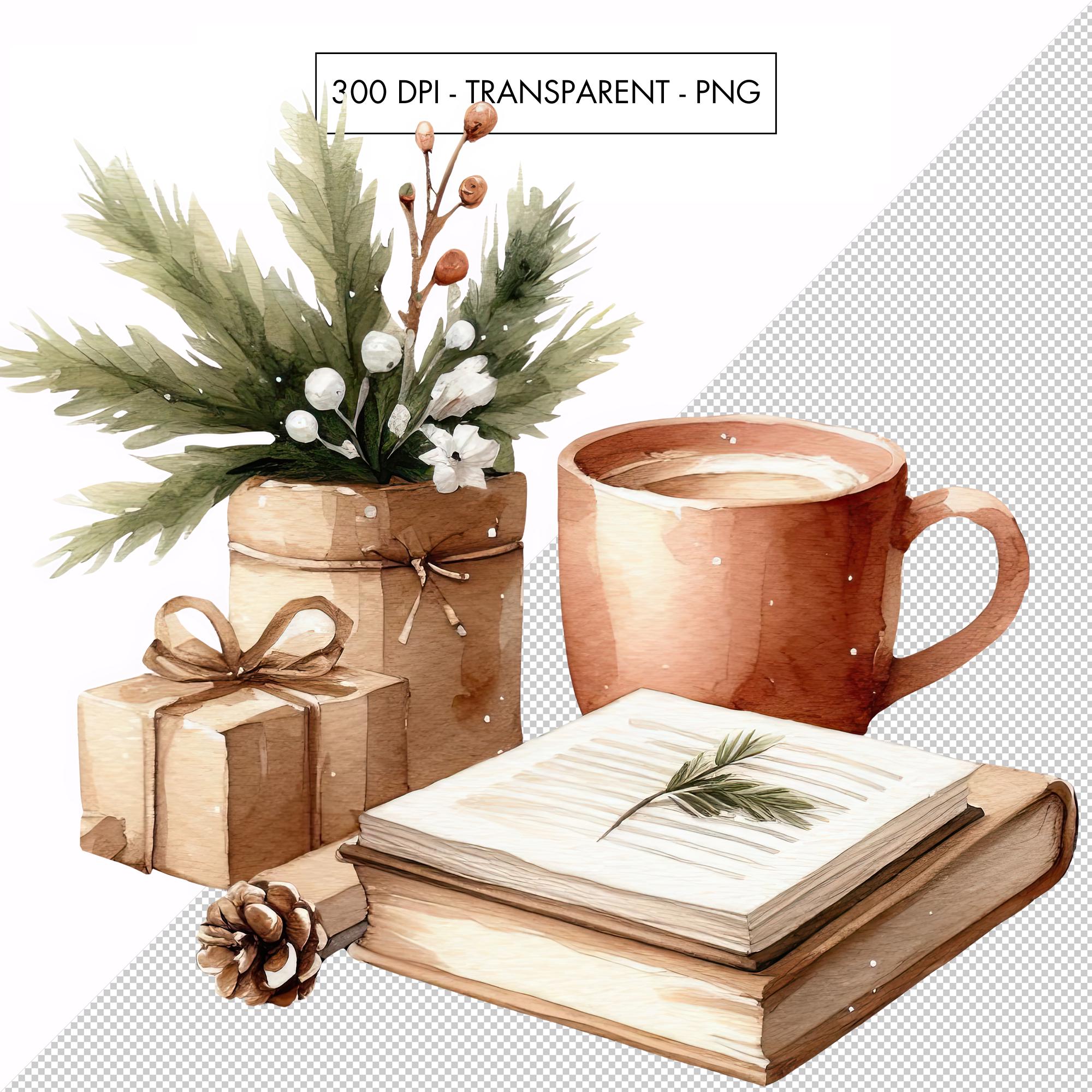 Watercolor Winter Coffee Clipart: Cozy Season PNG Bundle (digital ...