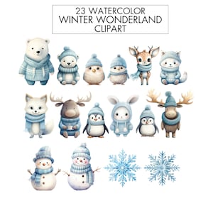 Watercolor Winter Animals Clipart, Winter Wonderland Graphics (digital ...