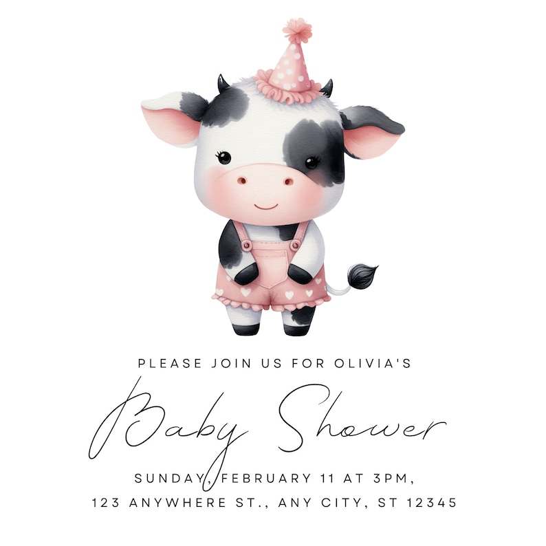 Cow Birthday Party Clipart Bundle, Cute Cow for Baby Shower, Cow ...