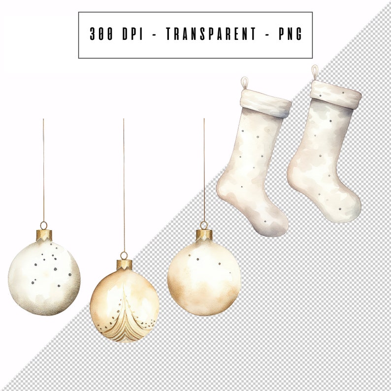 Watercolor White Christmas Clipart Bundle, Cozy Neutral Winter Clipart ...