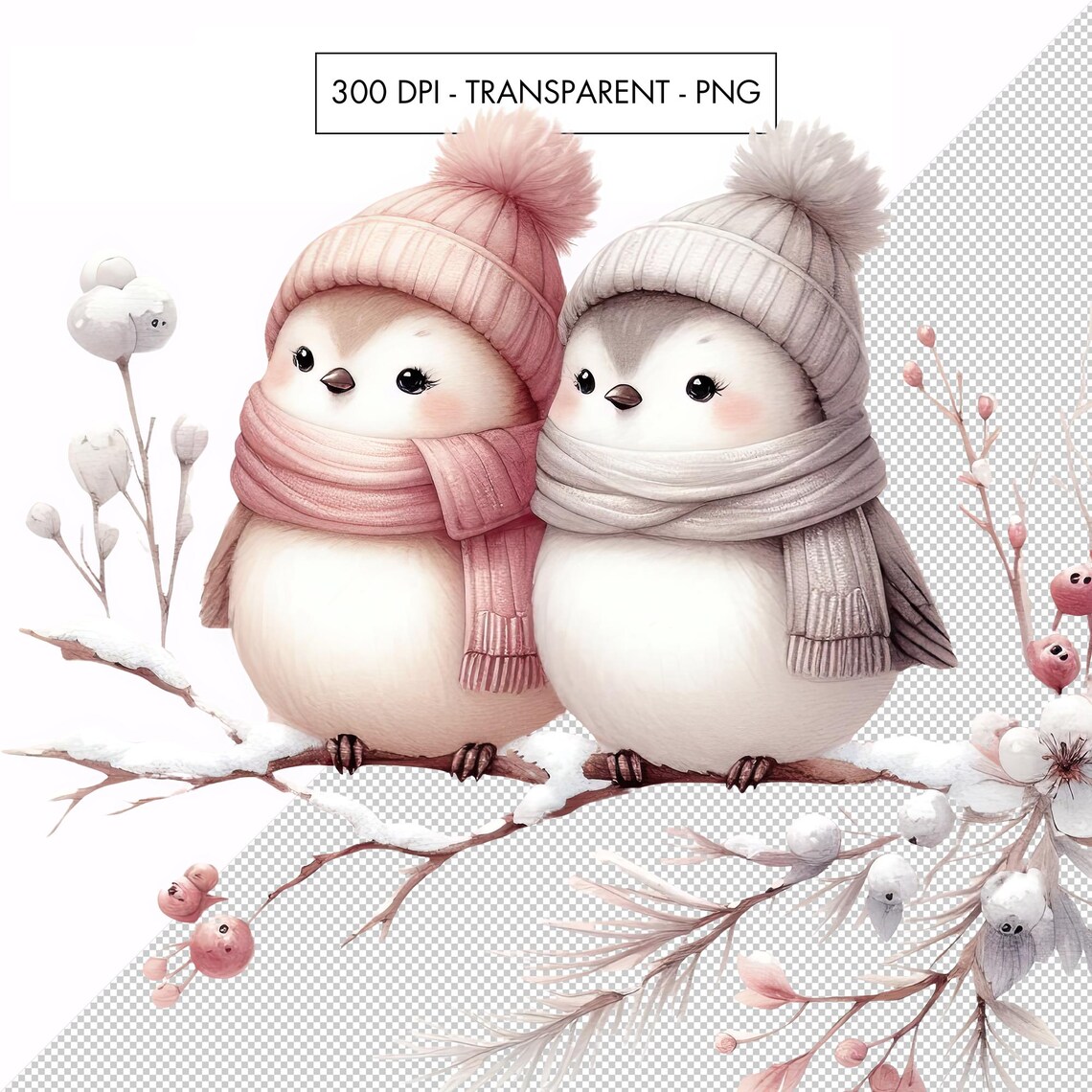 Watercolor Winter Love Clipart Bundle: Cozy Valentines PNG (digital ...