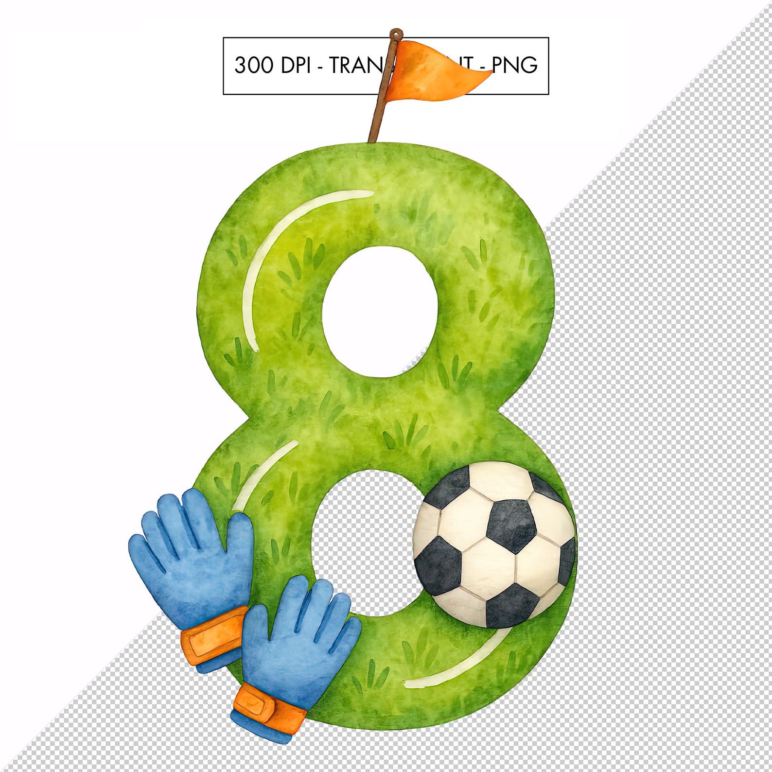 Watercolor Soccer Alphabet Clipart: PNG Letters & Numbers (digital ...