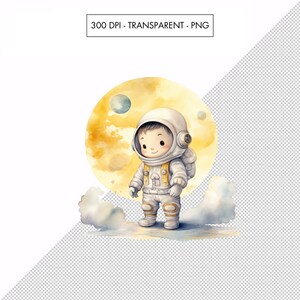 Watercolor Cute Astronaut and Space Clipart Bundle, Astronaut Nursery ...