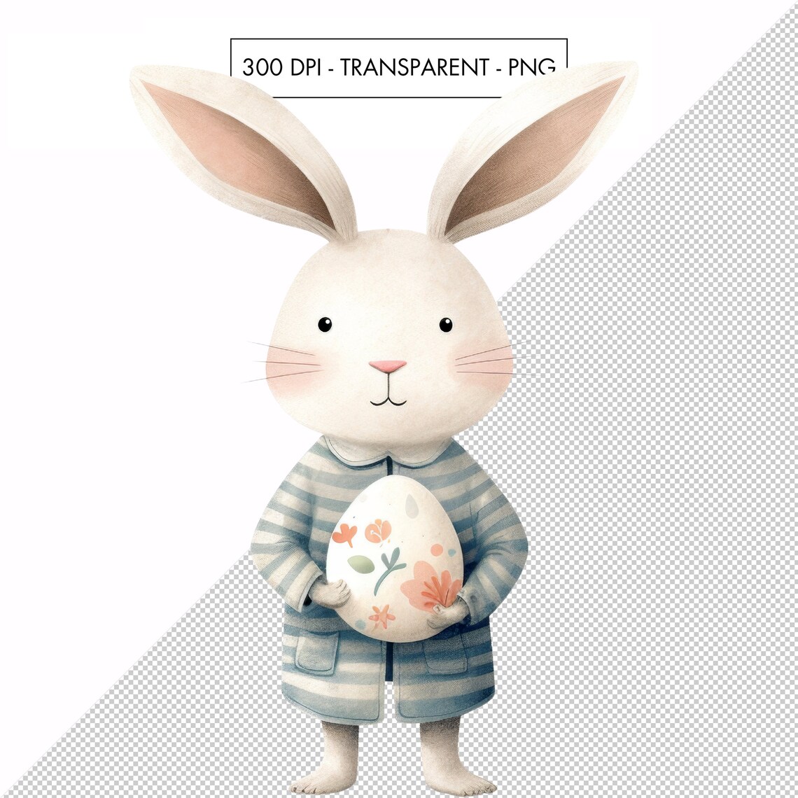 Cute Easter Bunny Clipart Bundle, Pastel Color Easter Bunny, Boho Style ...