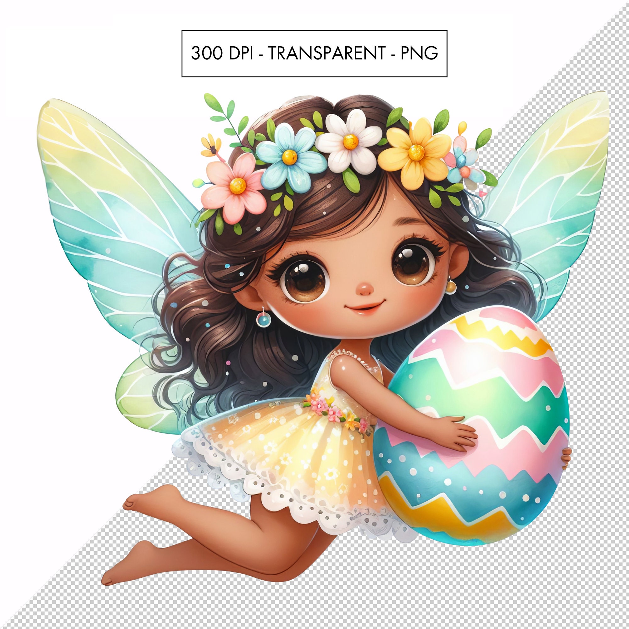 Watercolor Easter Fairy Clipart Bundle: Bunny, Eggs, Garden (PNG ...