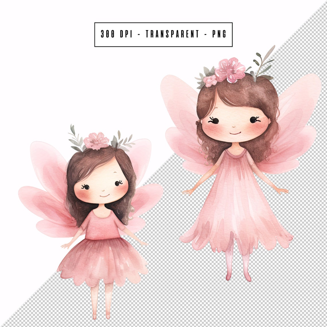 Watercolor Pink Fairy Garden Clipart Bundle, Pink Butterfly, Pink ...