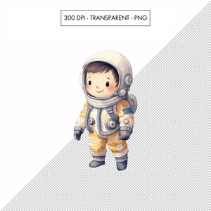Watercolor Cute Astronaut and Space Clipart Bundle, Astronaut Nursery ...