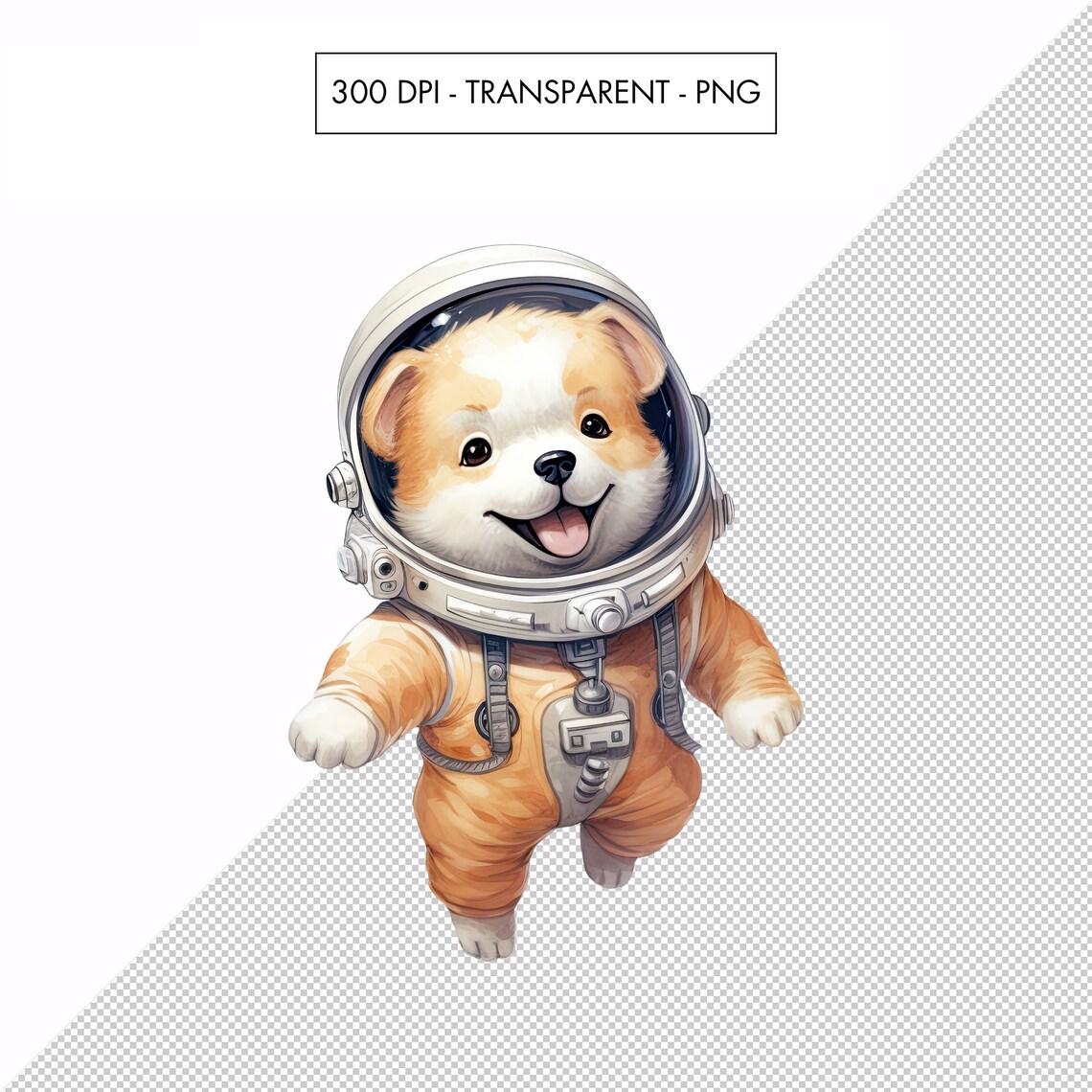 Astronaut Dog Clipart, Watercolor Cute Astronaut Dog Clipart Bundle ...
