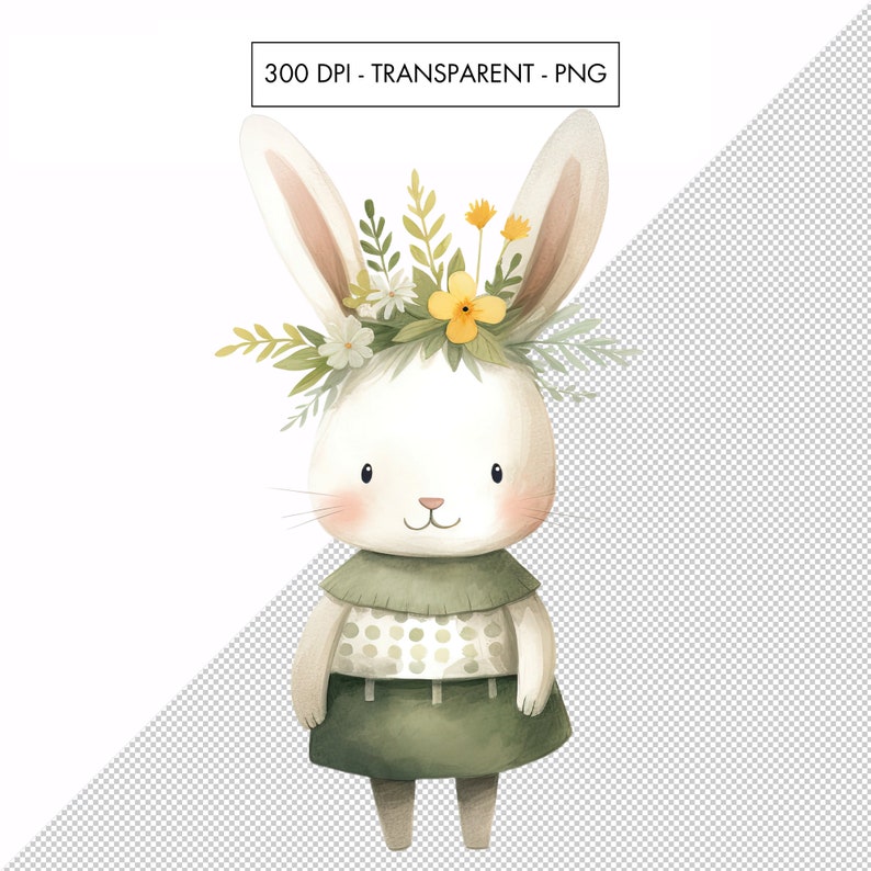 Cute Easter Bunny Clipart Bundle, Pastel Color Easter Bunny, Boho Style ...