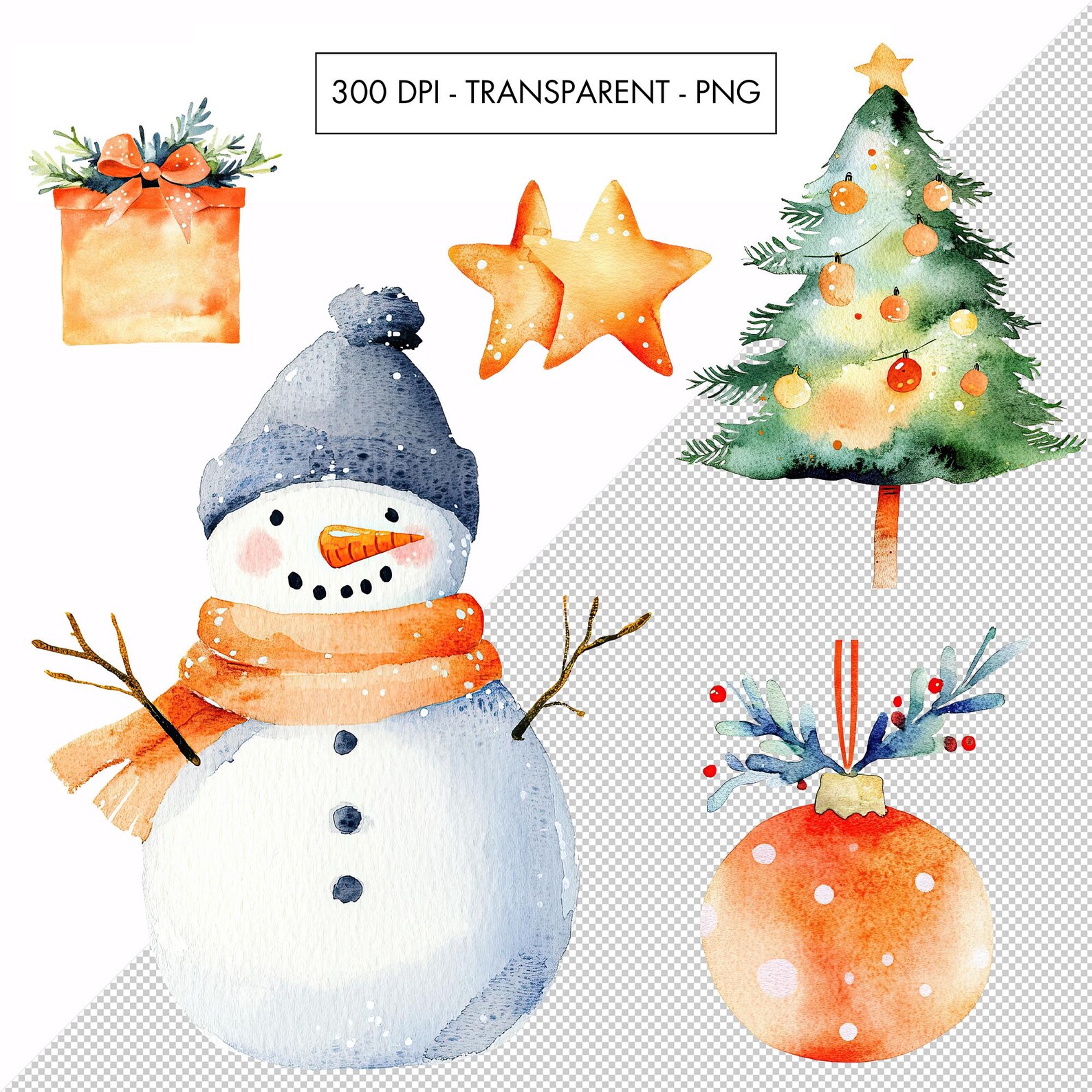 Watercolor Santa Alphabet Clipart: Christmas PNG Bundle (commercial Use ...