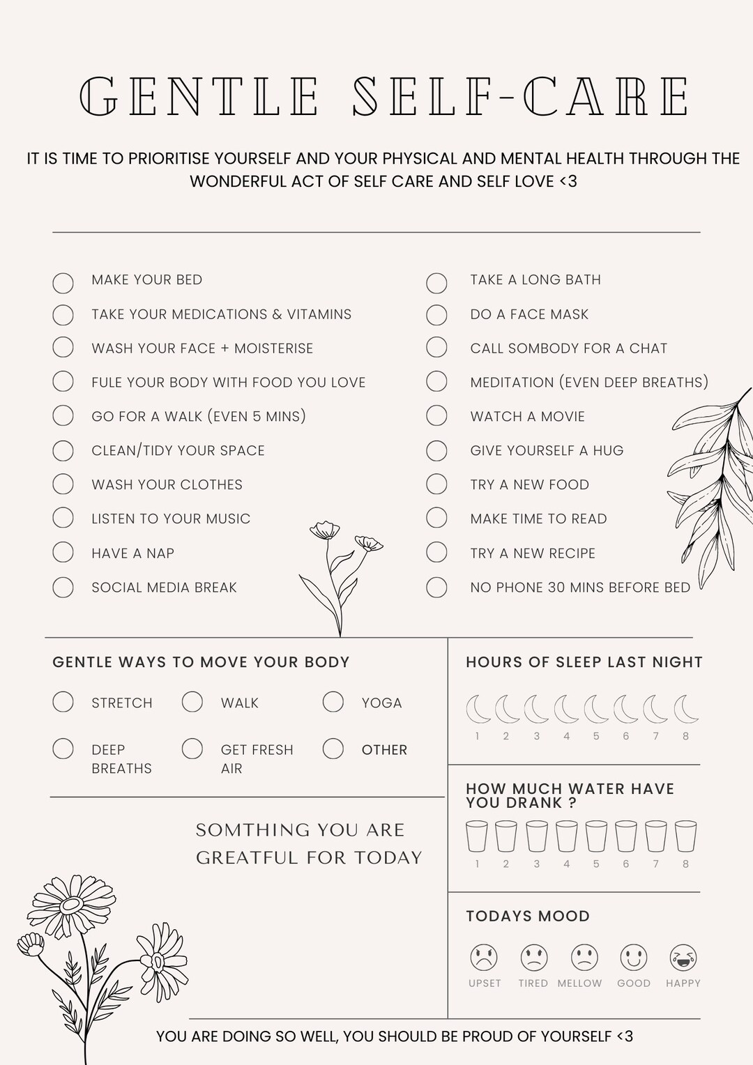 Self Care Poster, Planner Page, Daily Motivation, Self Love, Self ...