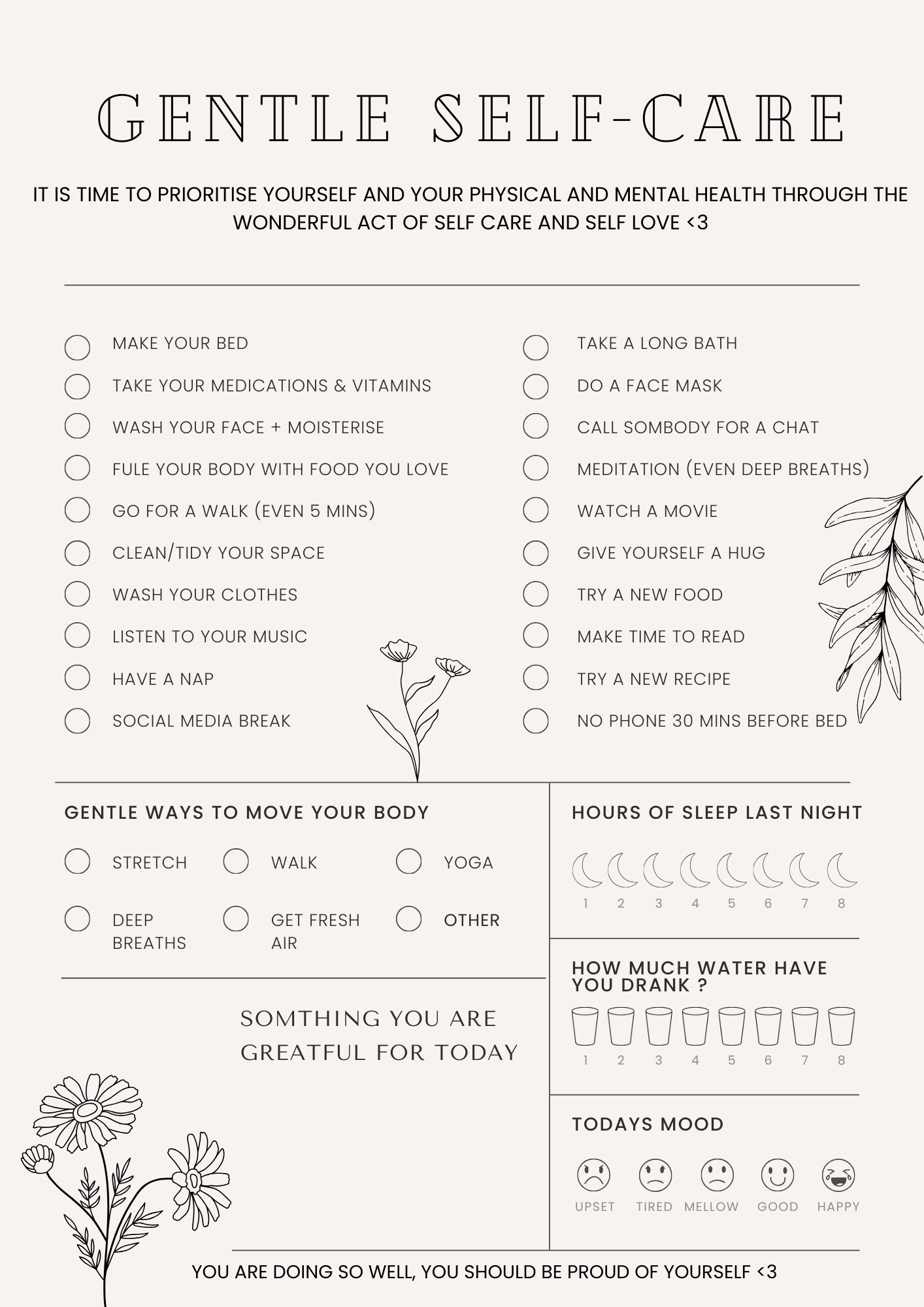 Self Care Poster, Planner Page, Daily Motivation, Self Love, Self ...