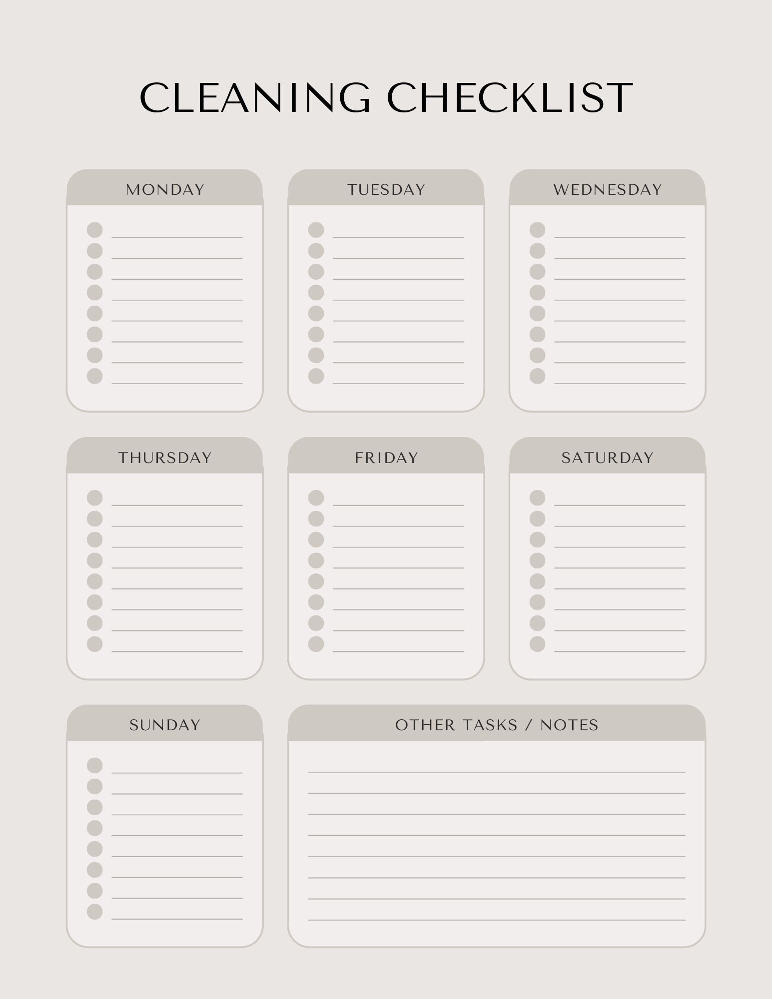 Weekly Cleaning Checklist Cleaning Planner House Chore List Printable ...