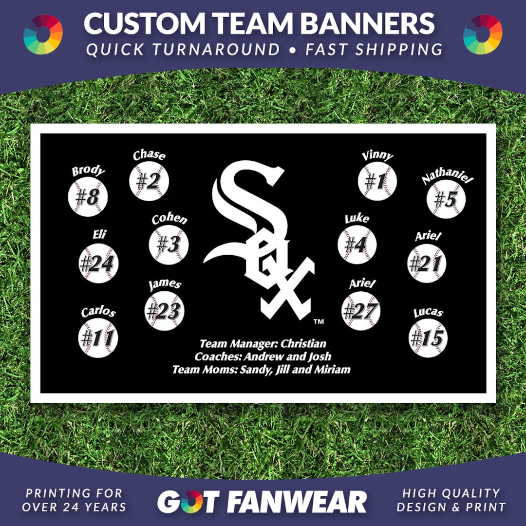 Custom White Sox Little League Baseball Team Banner – Choose Your Size ...