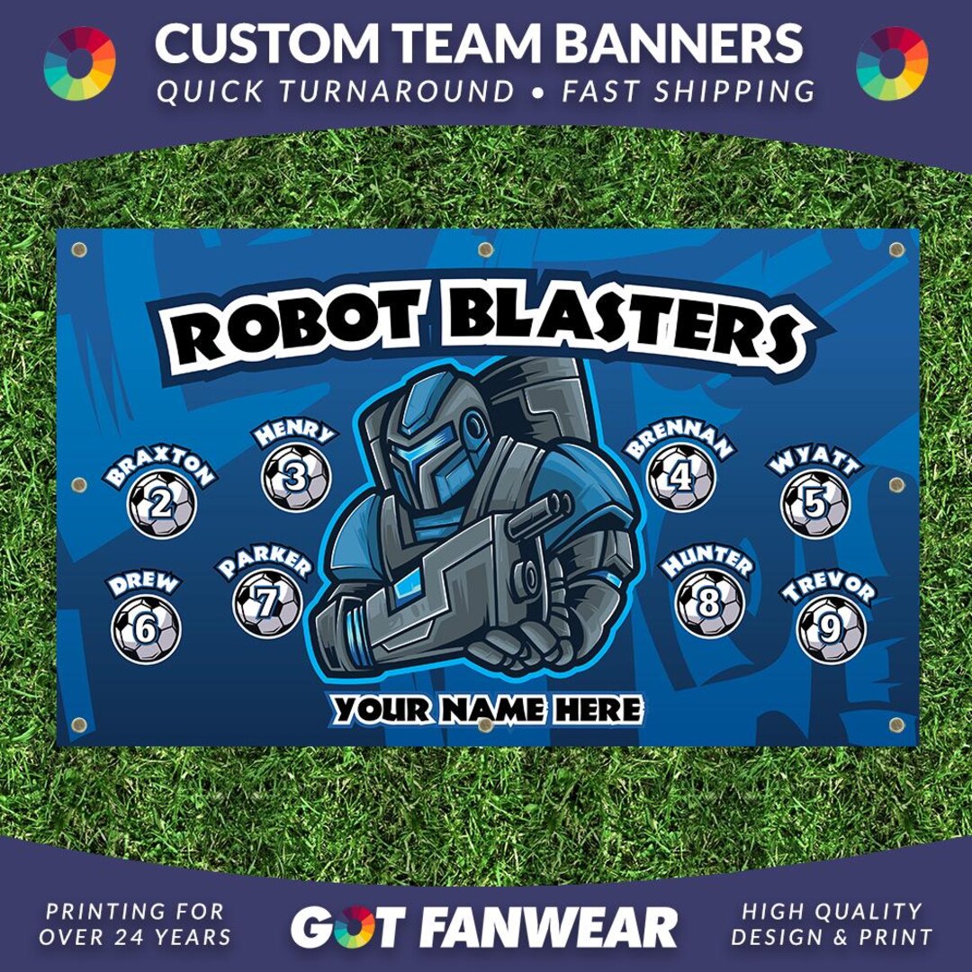Robot Blasters Custom AYSO Soccer Team Banner – Choose Your Size - Etsy