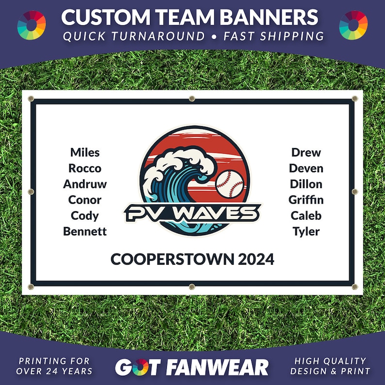 Custom Cooperstown Baseball Team Banner Choose Your Size - Etsy