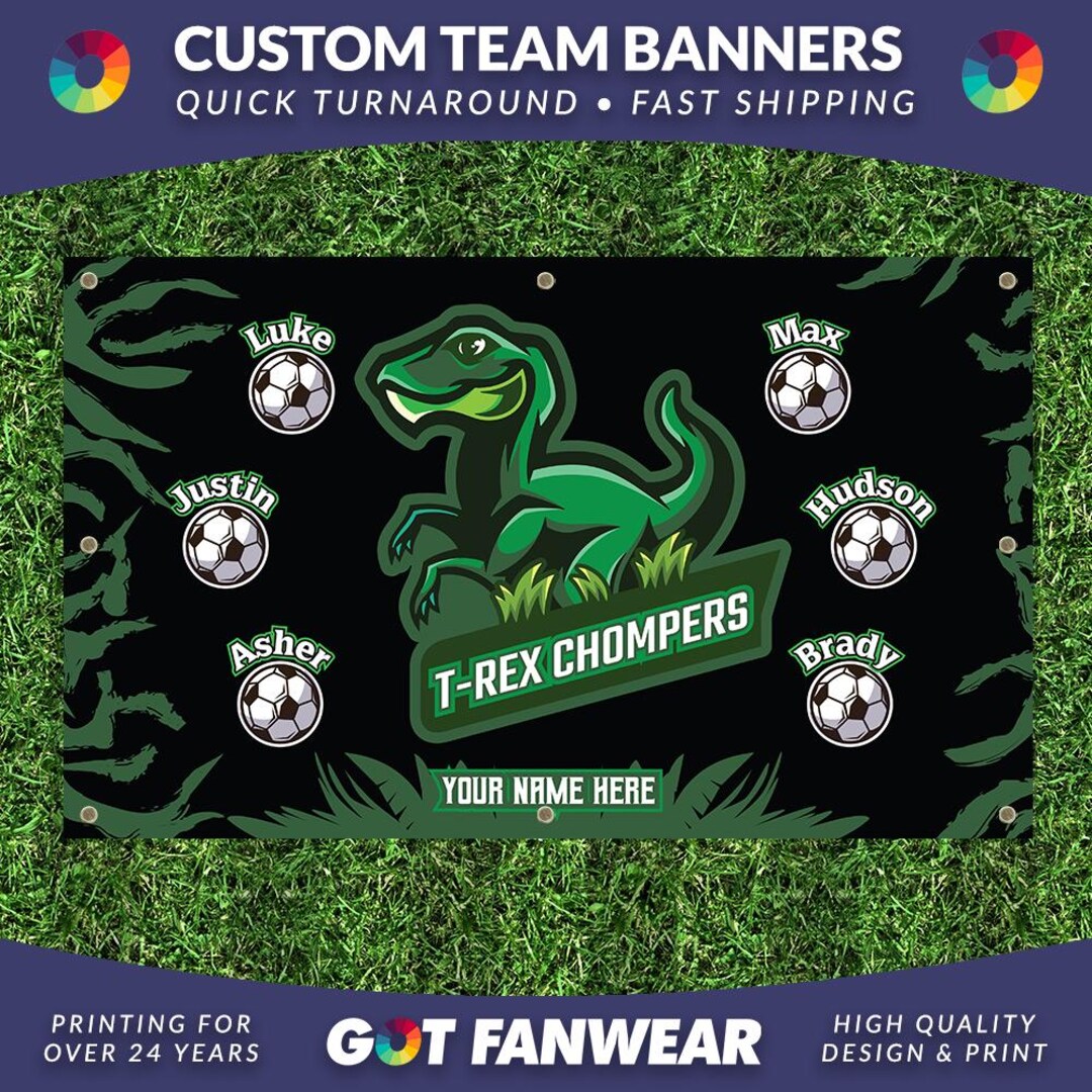 T-REX Custom AYSO Soccer Team Banner – Choose Your Size - Etsy