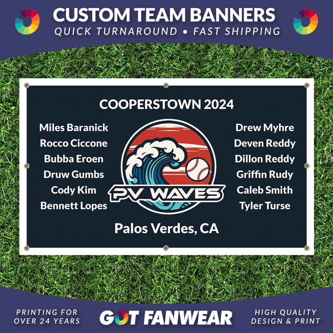 Custom Cooperstown Baseball Team Banner Choose Your Size - Etsy