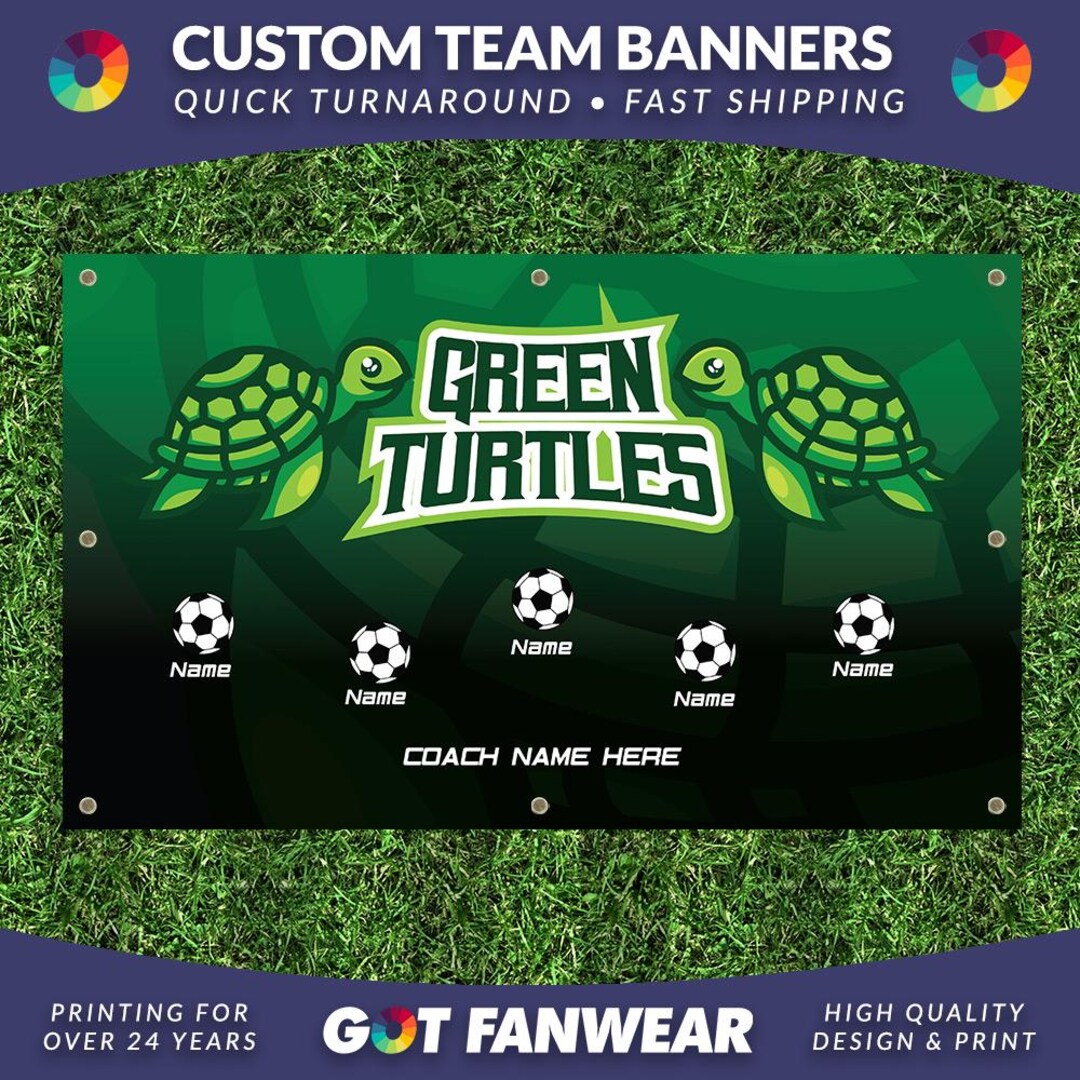 Green Turtles Custom AYSO Soccer Team Banner – Choose Your Size - Etsy