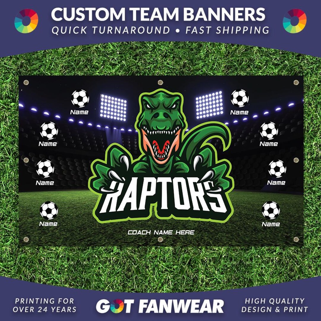 Raptors Custom AYSO Soccer Team Banner – Choose Your Size - Etsy