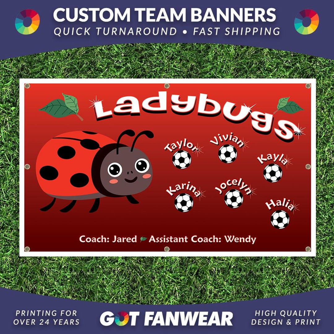 Ladybugs Custom AYSO Soccer Team Banner – Choose Your Size - Etsy