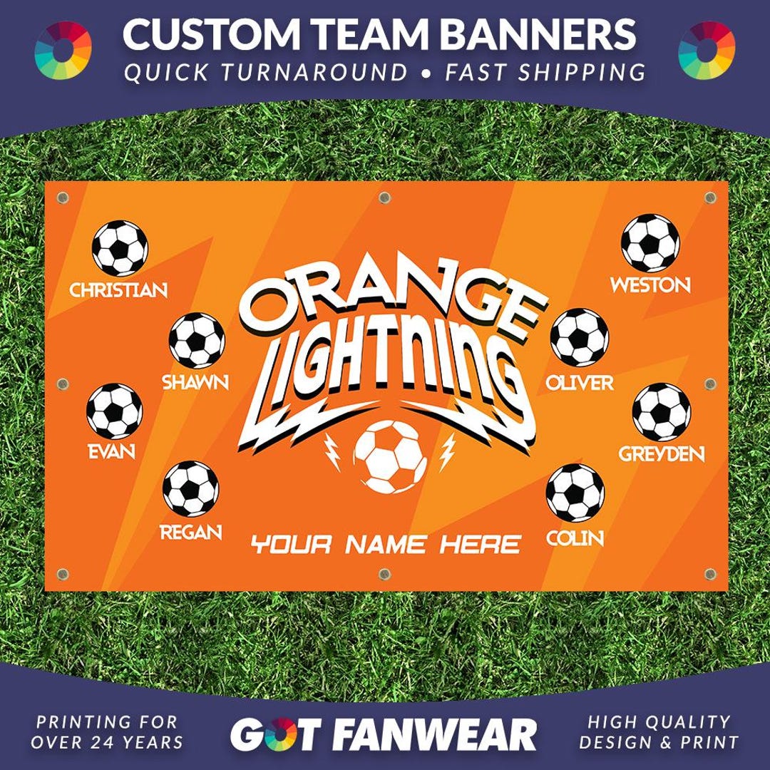 Orange Lightning Custom AYSO Soccer Team Banner – Choose Your Size - Etsy
