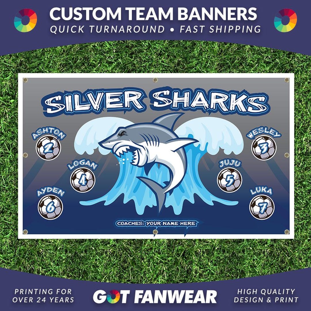 Silver Sharks Custom AYSO Soccer Team Banner – Choose Your Size - Etsy