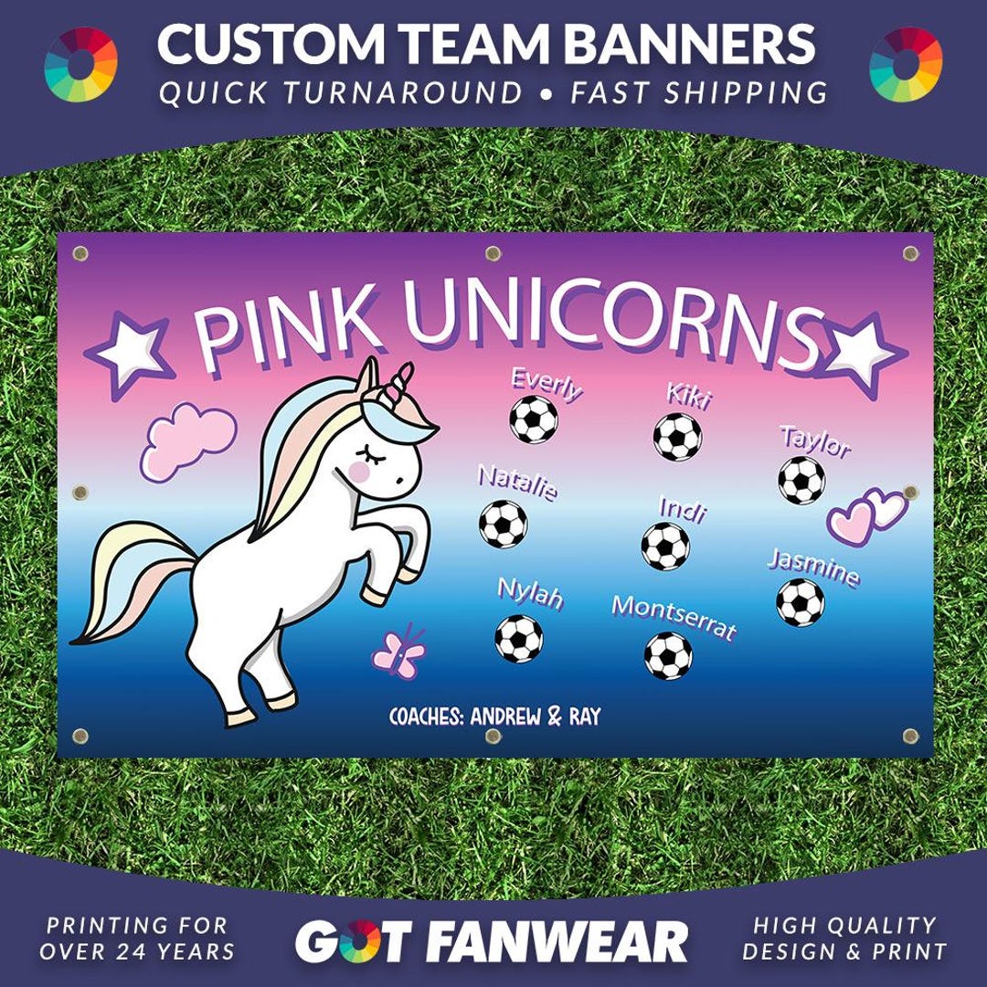 Pink Unicorns Custom AYSO Soccer Team Banner – Choose Your Size - Etsy