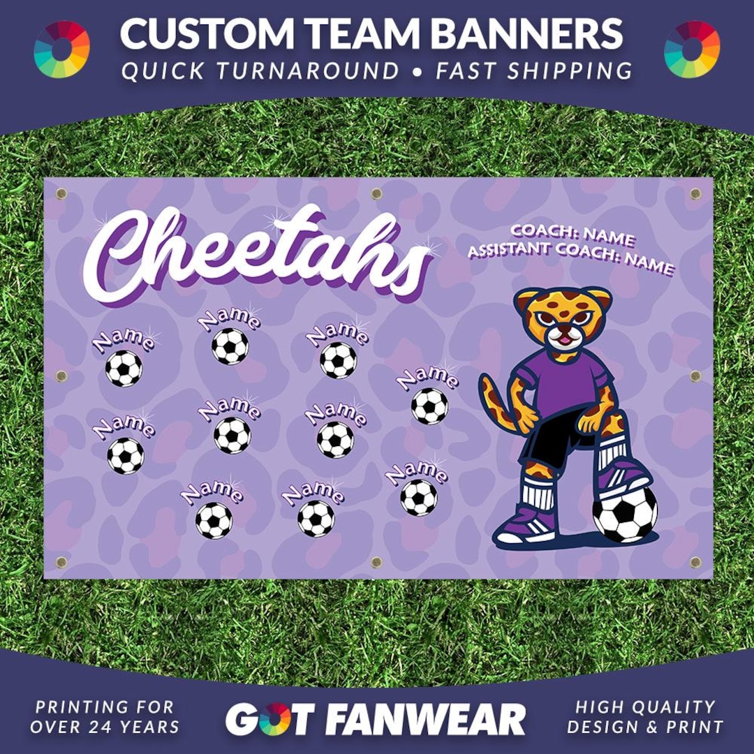 Cheetahs Custom AYSO Soccer Team Banner – Choose Your Size - Etsy