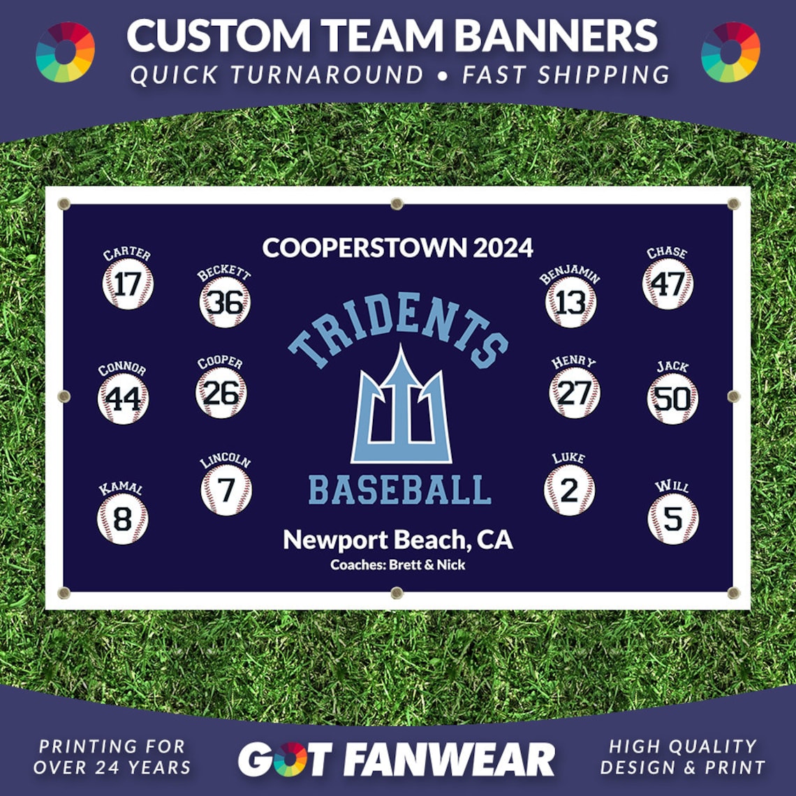 Custom Cooperstown Baseball Team Banner – Choose Your Size - Etsy