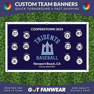 Custom Cooperstown Baseball Team Banner – Choose Your Size - Etsy