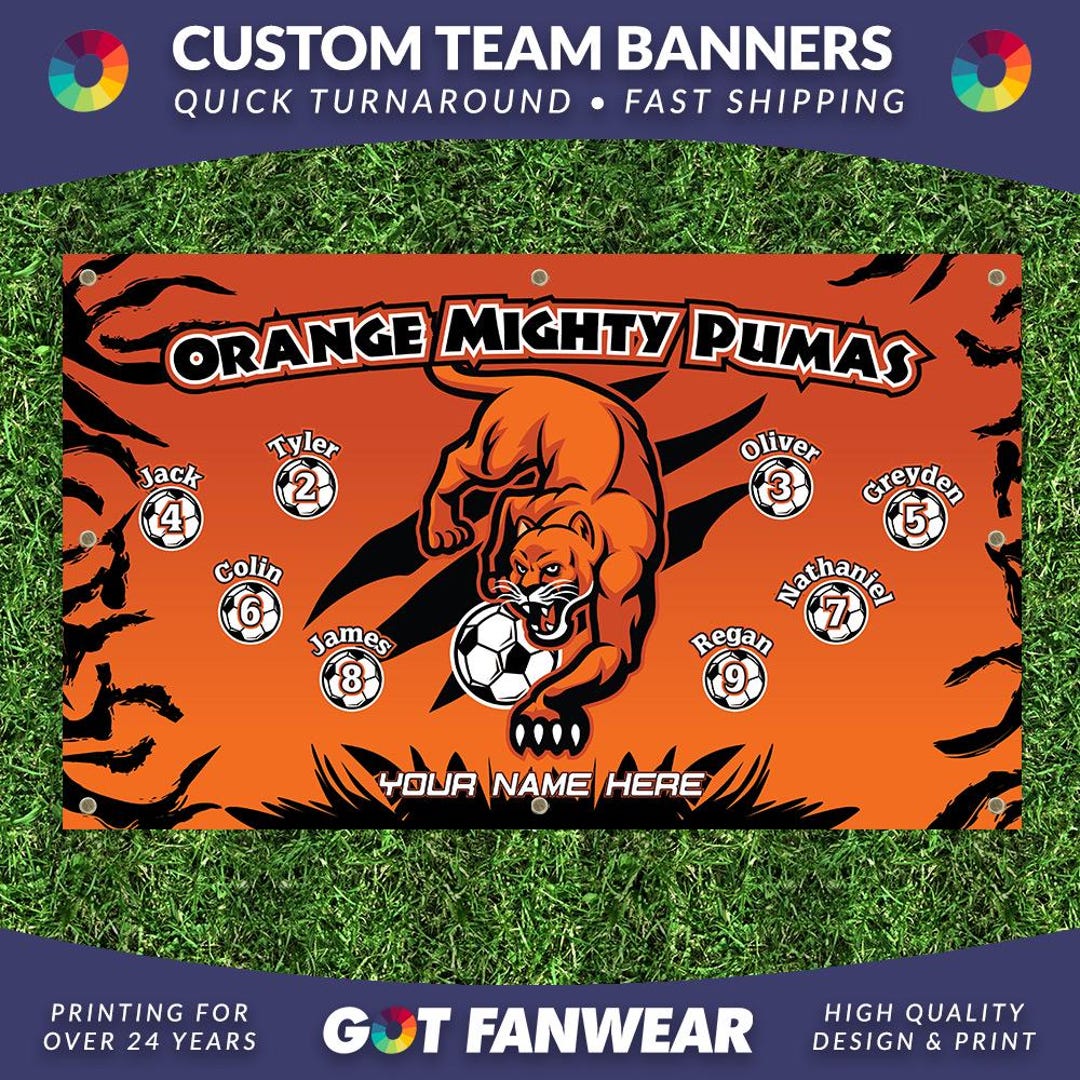 Orange Pumas Custom AYSO Soccer Team Banner – Choose Your Size - Etsy