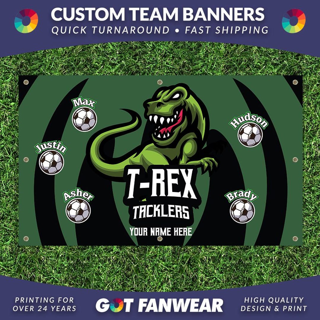 T-REX Custom AYSO Soccer Team Banner Choose Your Size - Etsy