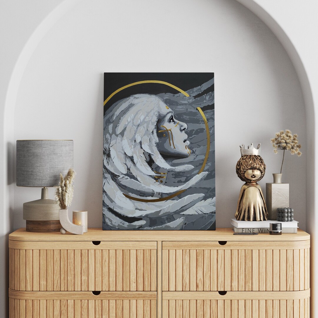 Wind Spirit Illustration Native American Woman Portrait Acrylic ...