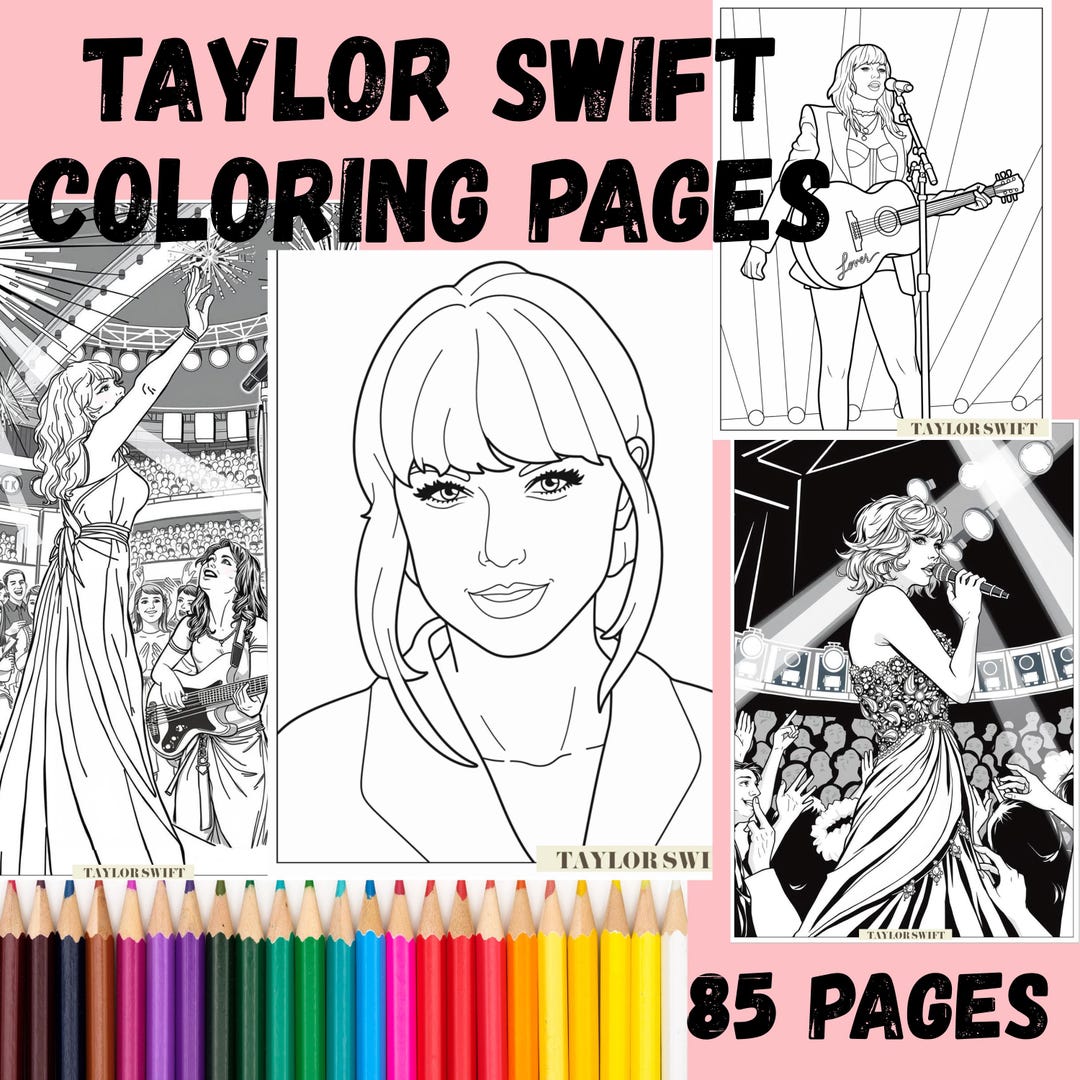 Taylor Swift Coloring Pages Eras Tour/albums Downloadable Printable ...