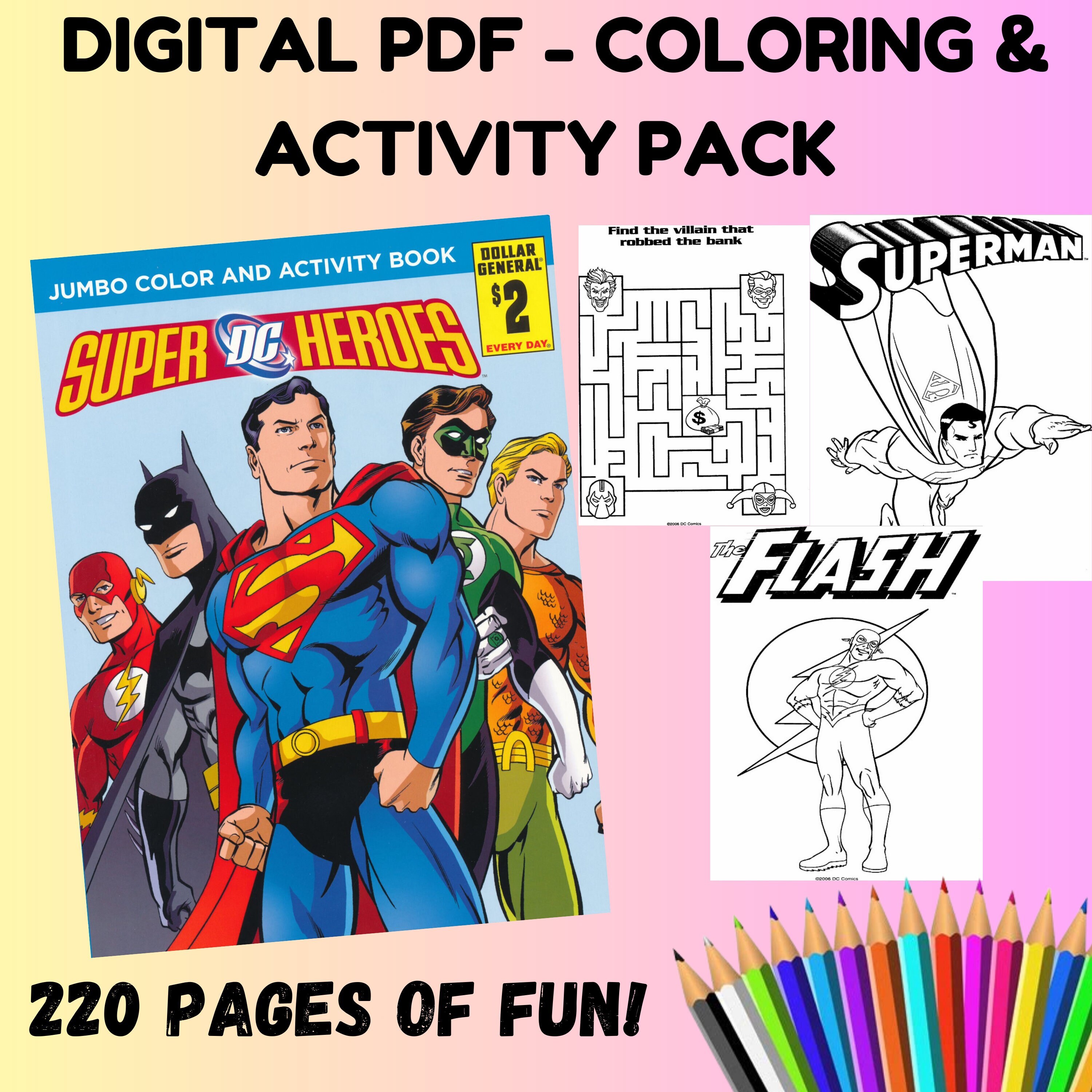 SUPER DC HEROES Jumbo Coloring & Activity Book, Birthday Party ...