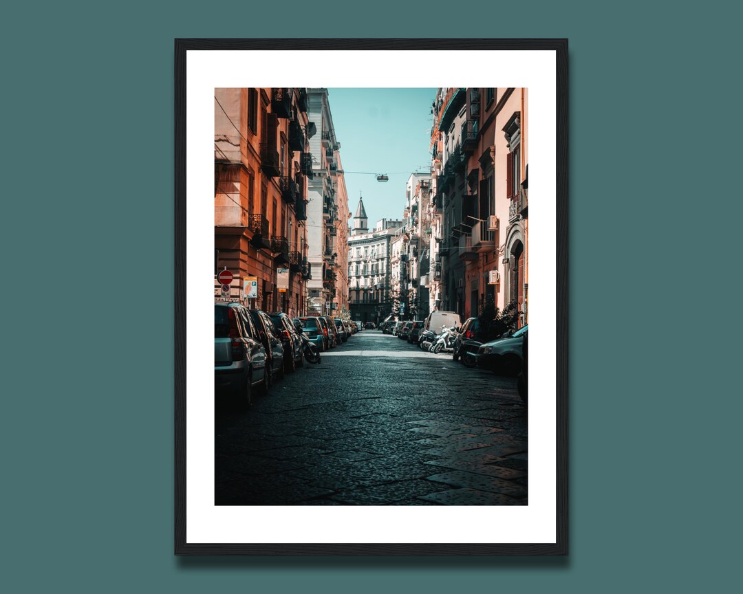 Naples Italy Street Scene Print - Cobblestone Charm, Neapolitan ...
