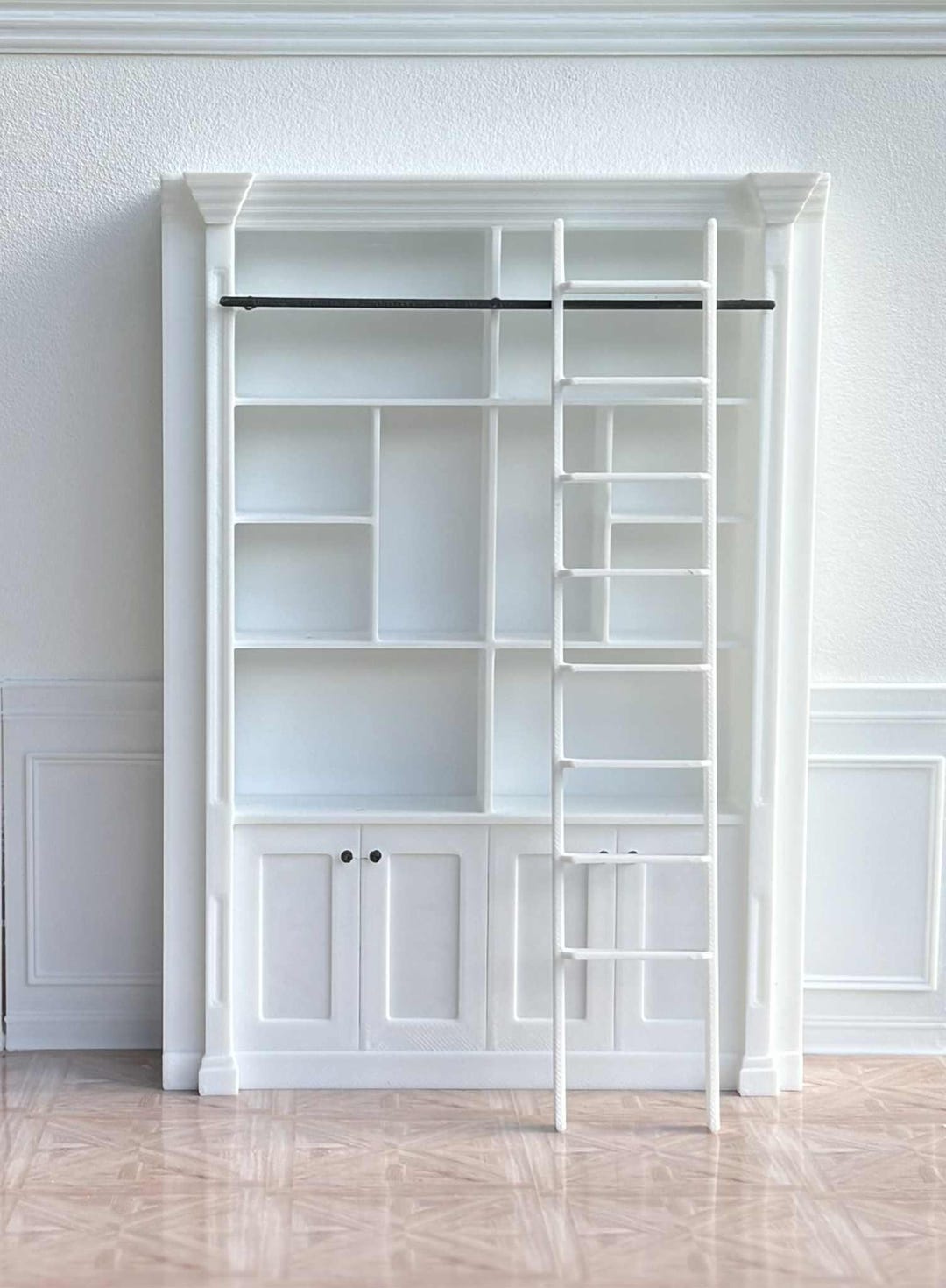 Hamptons Style Bookcase With Ladder. Home Library, 1:12 Scale - Etsy
