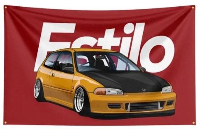 Civic JDM Garage Banner Flag Wall Car Ft Racing Decor Show 3x5 Sign Man ...