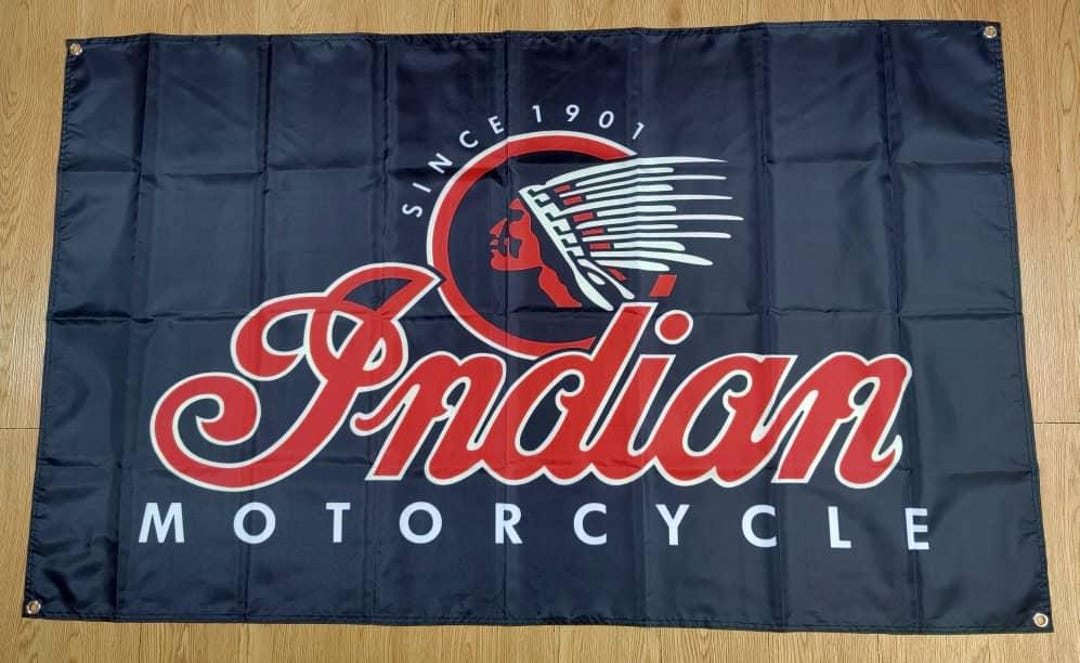 Indian Motorcycle Banner Flag Sign Wall Art, Metal Bike Decor, Garage ...